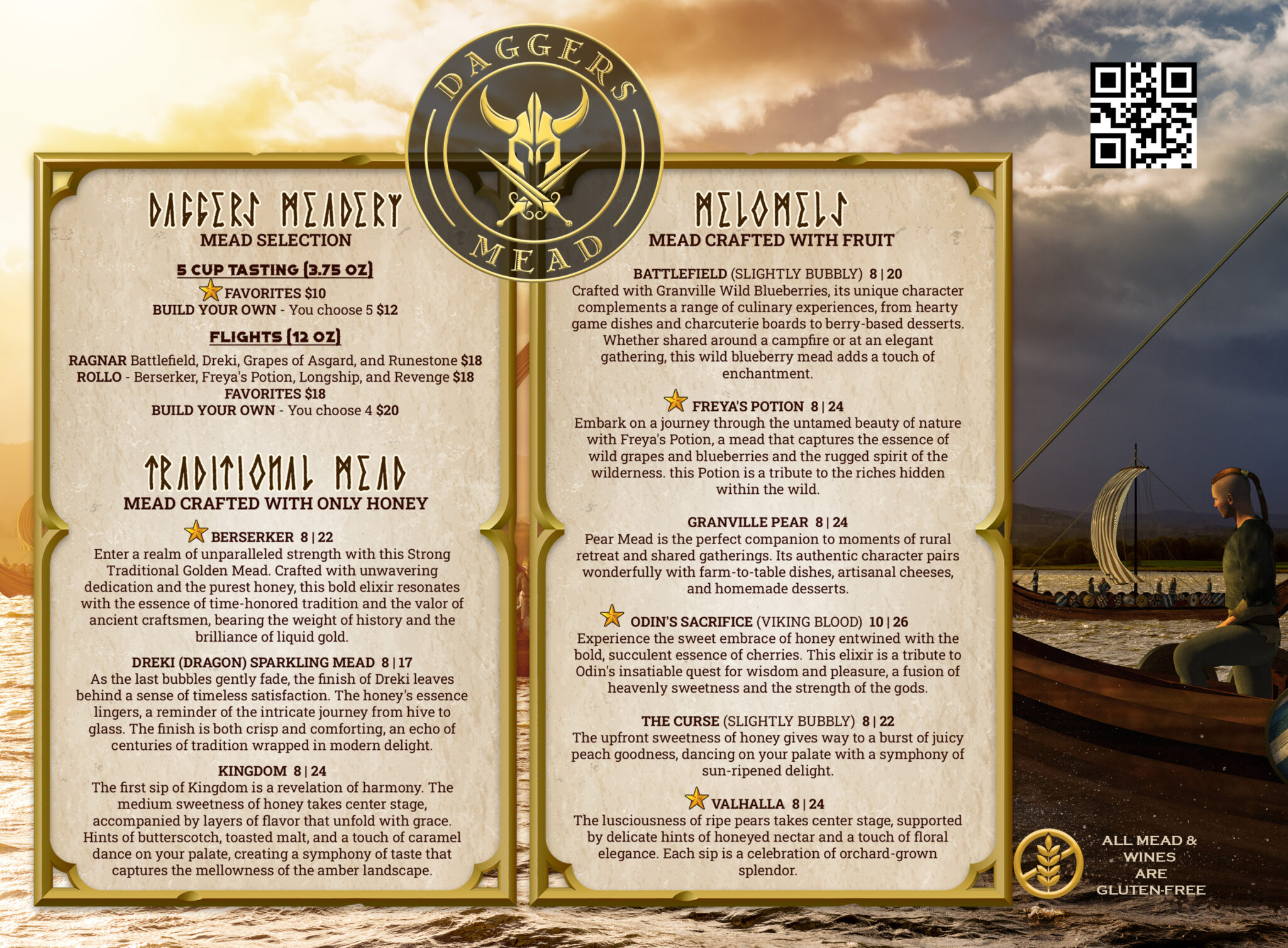 Mead Menu – Handcrafted Honey Wine